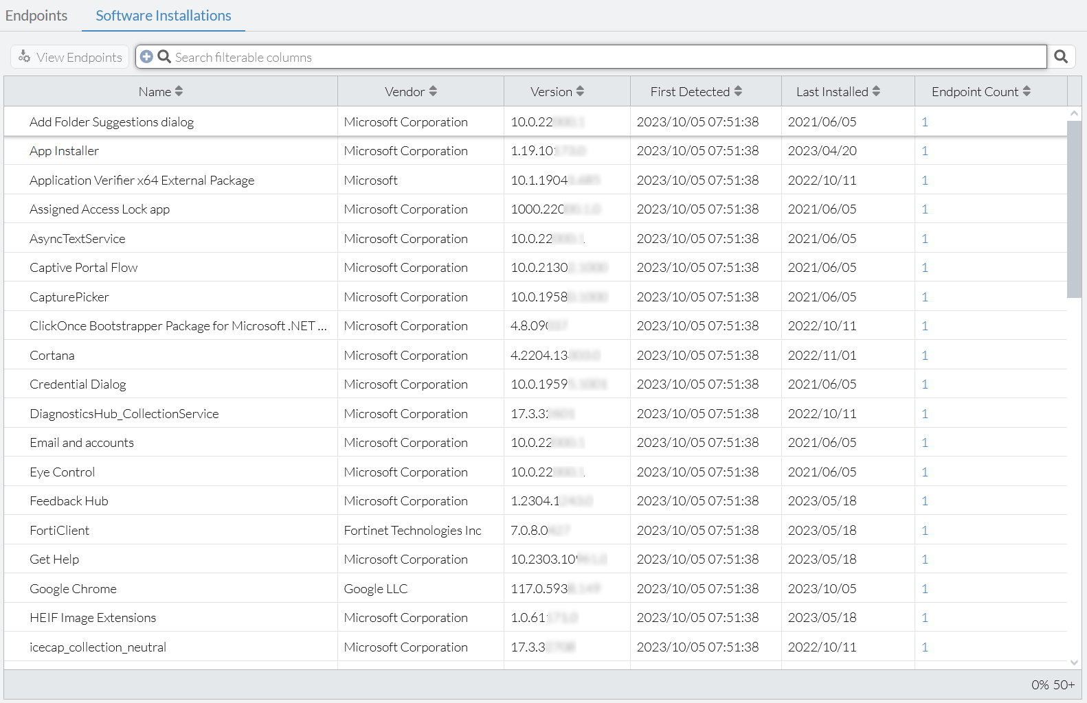 Application inventory for managed endpoints | FortiSASE 24.1.10 | Fortinet Document Library